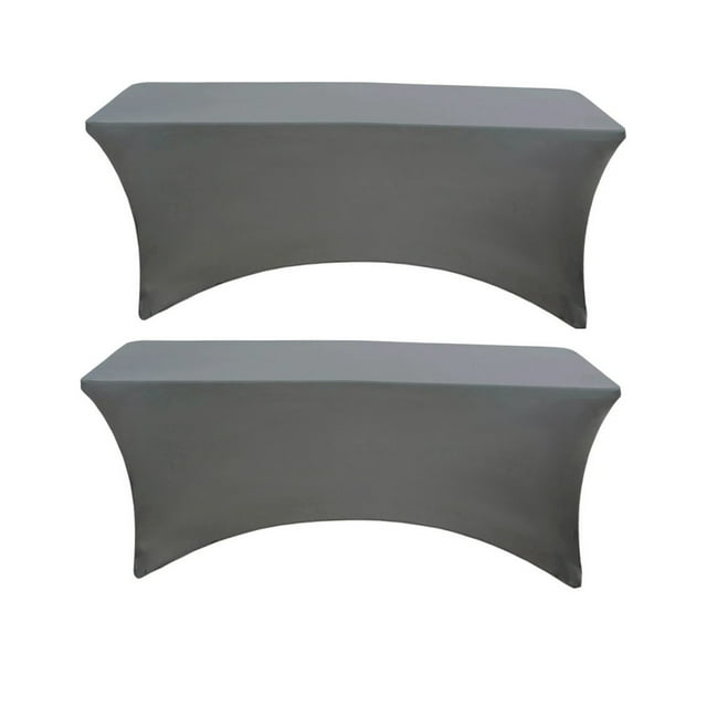 Dark Grey 2 Pack 8 Foot Rectangular Stretch Spandex Table Cover by ...
