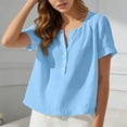Casual Loose Fit Short Sleeve T Shirt Pure Color Versatile Blouse with ...