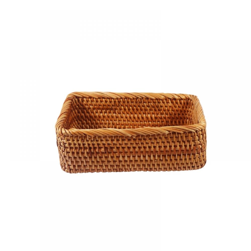 Hand-Woven Rectangular Rattan Wicker Storage Baskets Fruit Food ...