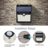 2 Pack Waterproof 33 LED Solar Powered PIR Motion Sensor Wall Light with 3 Intelligient Modes ...