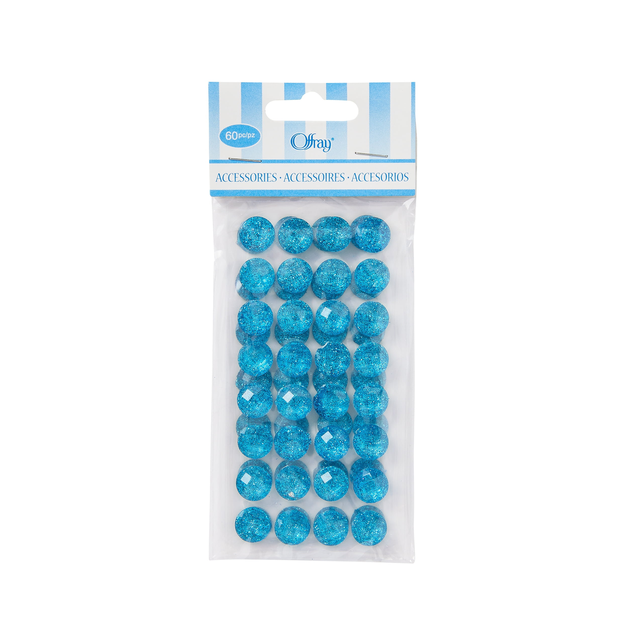 Offray Accessories, Turquoise Adhesive Button Gems, 60 pieces, 1 ...