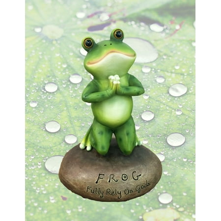 Inspirational Cute Praying Frog On Rock Statue By DWK | Novelty ...