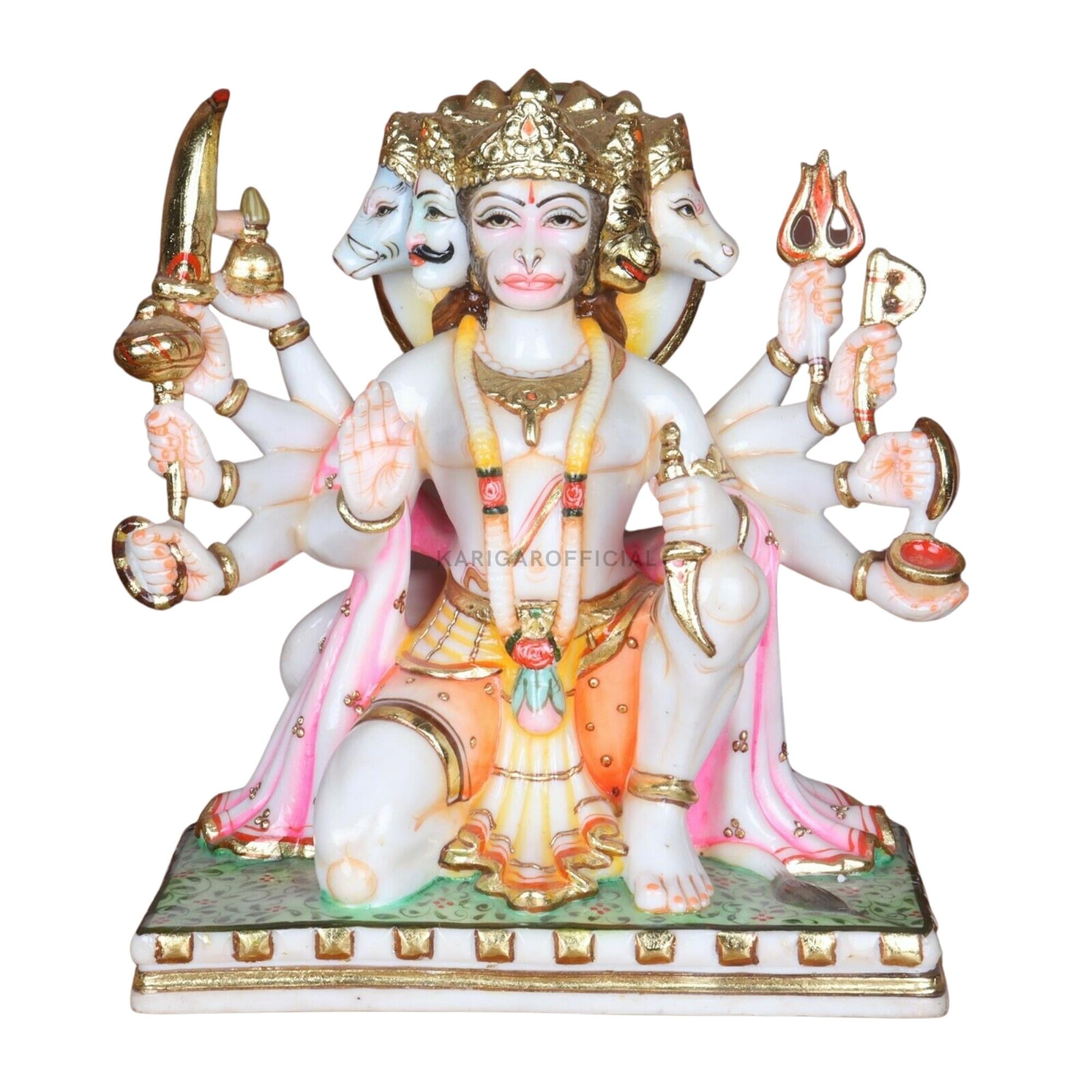 Hanuman Statue Murti 12 inches Large Gold Leaf Panchmukhi Hanuman ...