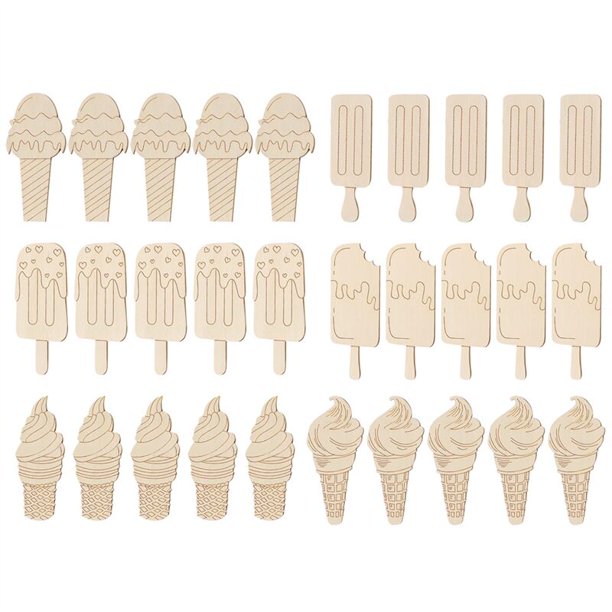 Unfinished Ice Cream Wooden Cutouts Summer DIY Wooden Cutouts for ...