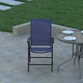Emma + Oliver Set of Two Navy Folding Sling Style Patio Chairs for ...