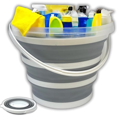 BPA-Free 5-Gallon Plastic Bucket, White with Collapsible Handle ...