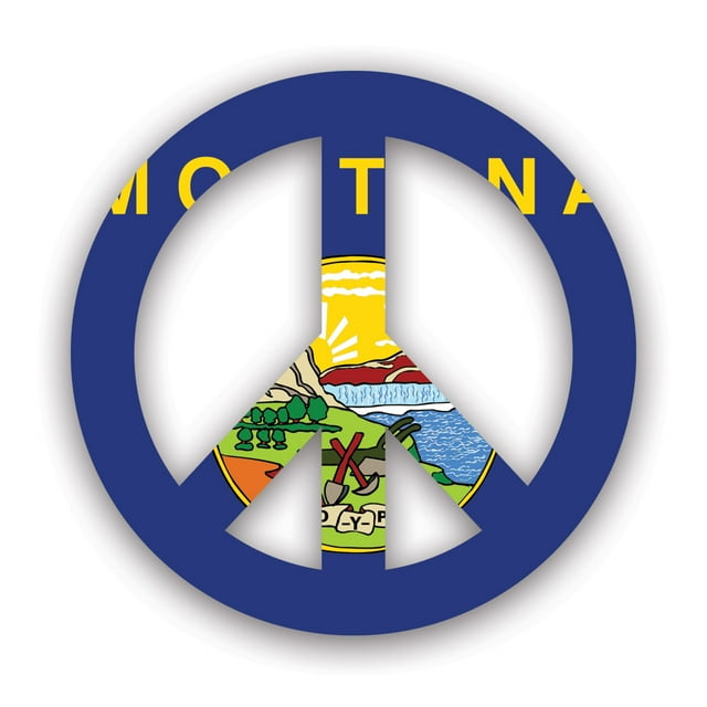 Montana Flag Peace Symbol Sticker Decal - Self Adhesive Vinyl ...