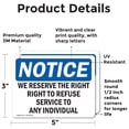 (2 Pack) We Reserve The Right To Refuse Service To OSHA Notice Sign ...