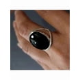 Black Chic Low Profile Ring With Large Black Onyx Stone, For ...