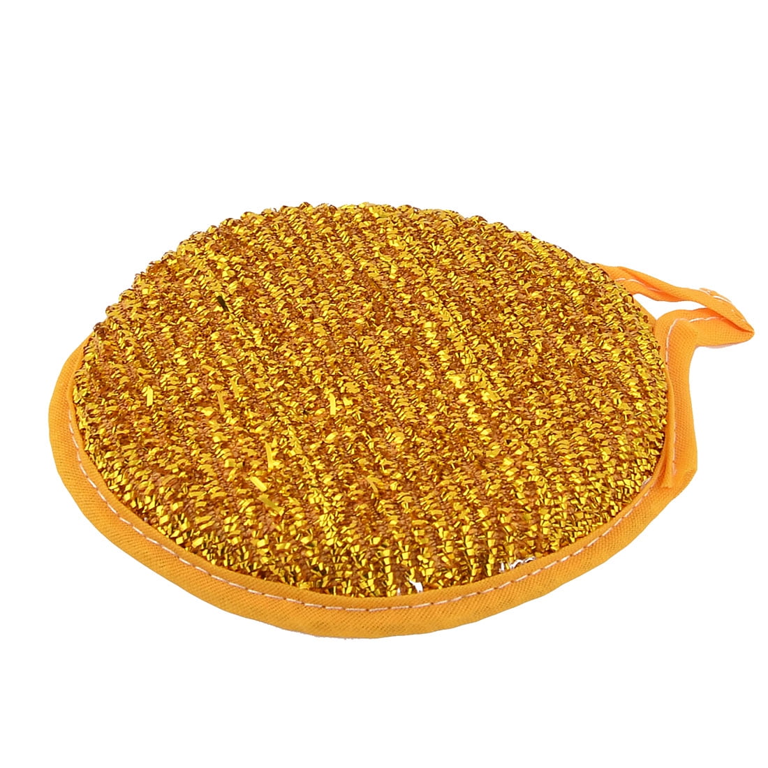Home Kitchen Sponge Round Shape Dish Pad Bowl Cleaner Gold Tone 10.8cm ...