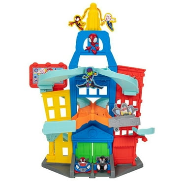 Marvel Spidey 2-in-1 HQ Tower Playset, Transport Toy Set with Web ...