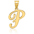 14K Solid Yellow Gold Dainty Letter P Initial Name Monogram Necklace ...