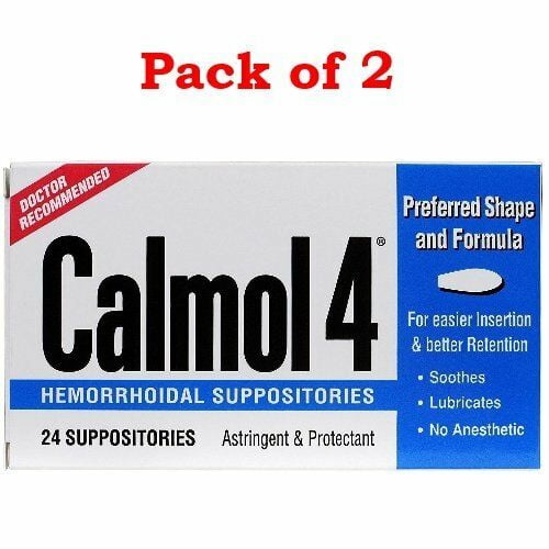 Calmol 4 Hemorrhoidal Suppositories Astringent & Protectant, 24Ct, 2 ...