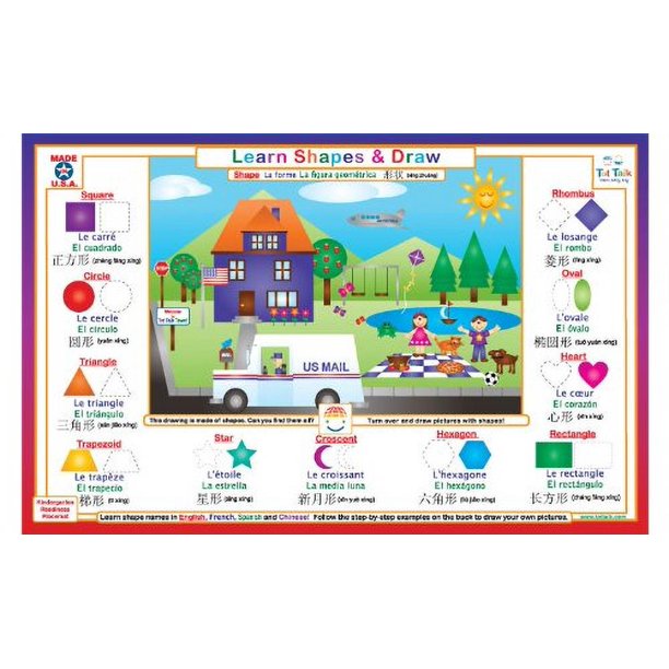 Placemat - Tot Talk - Learn Shapes & Draw Meal Dining Kids Mat tot1012 ...