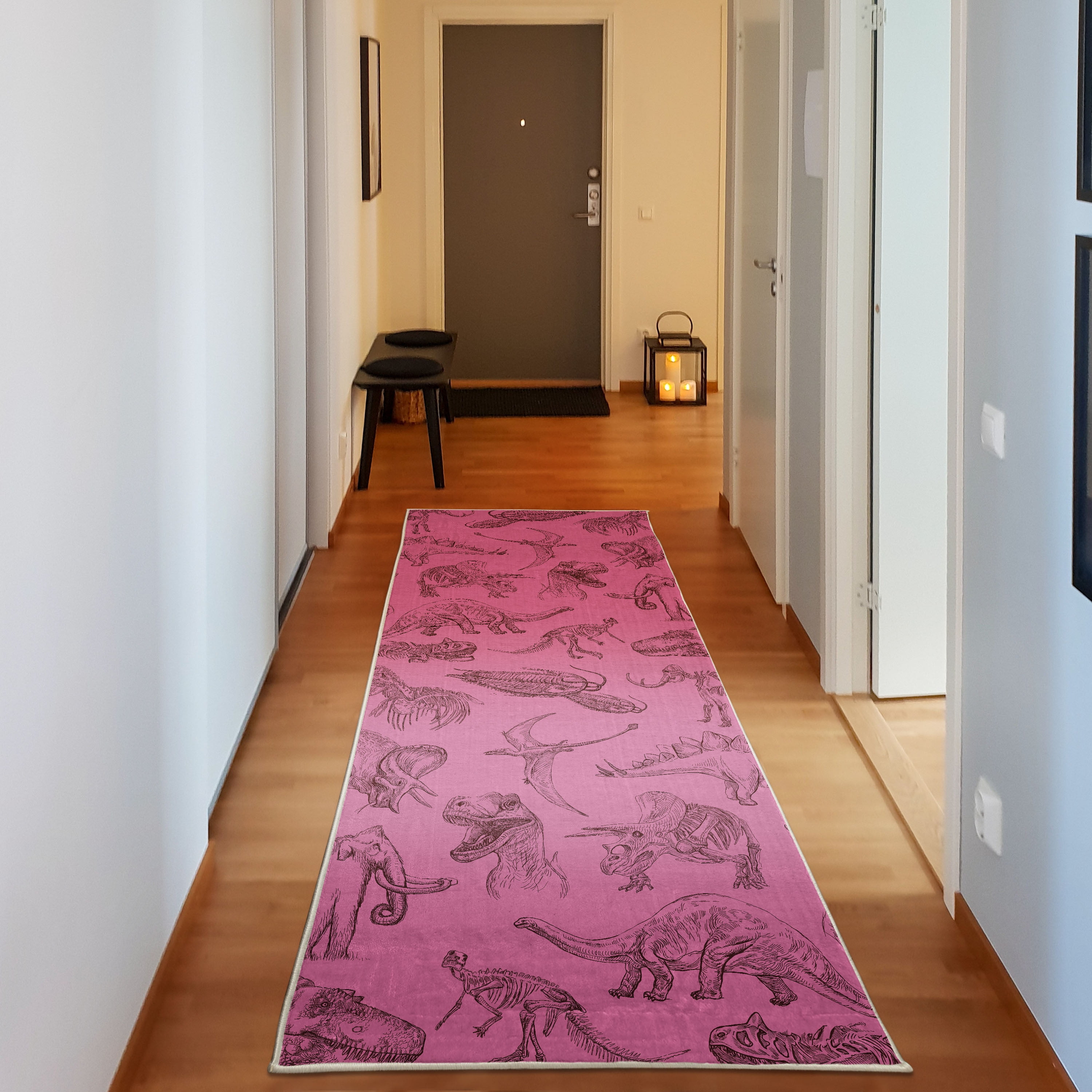 Jurassic Decorative Rug, Arrangement of Various Dinosaurs Illustrations ...