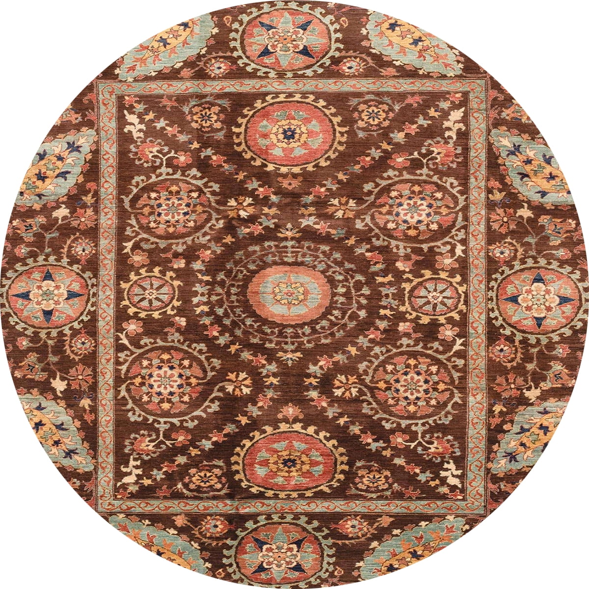 Ahgly Company Indoor Round Abstract Red Oriental Area Rugs, 6' Round ...