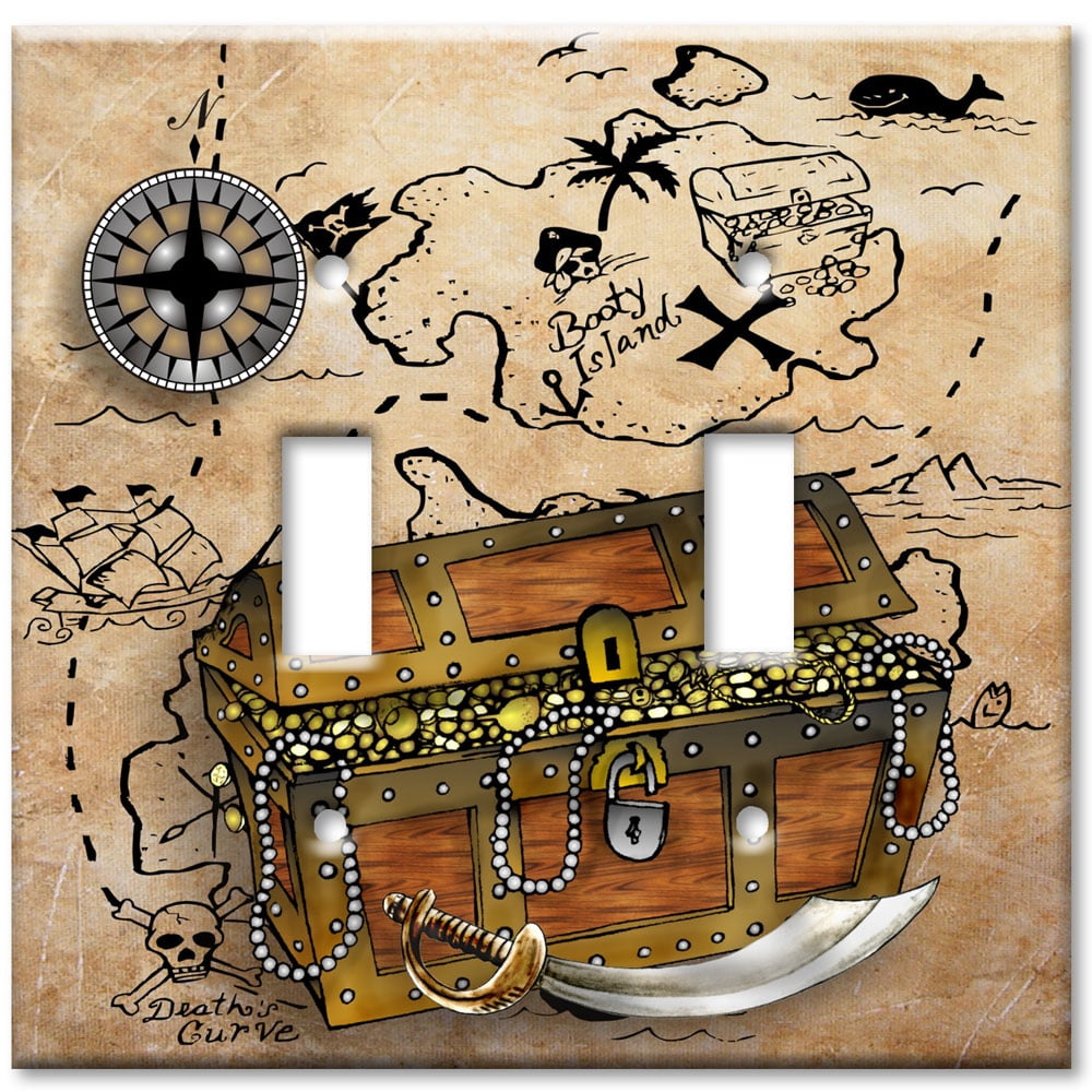 Double Gang Toggle OVERSIZE Wall Plate - Treasure Chest - Walmart.com