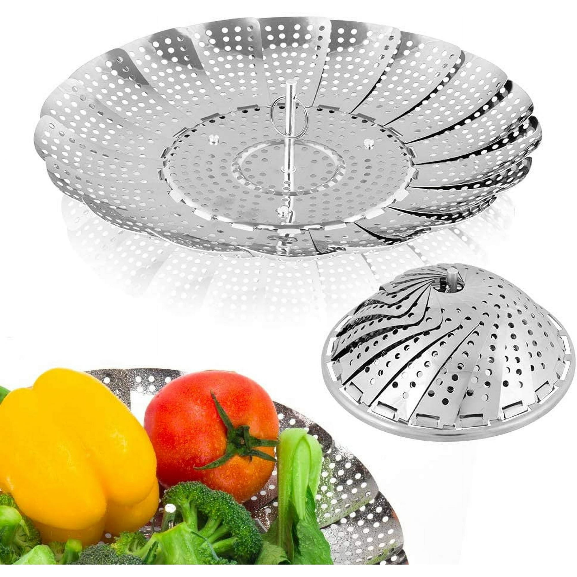 Chlua Vegetable Steamer Basket  Premium Stainless Steel Veggie Steamer Basket - Folding Expandable Steamers To Fits Various Size Pot (Medium (6.1 To