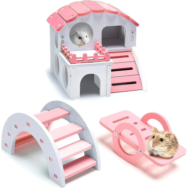 3 Pieces Fun Hamster Toys Guinea Pig Hideout Include PVC Hamster House ...