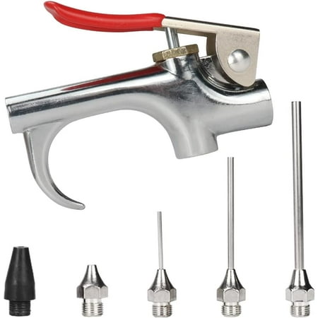 Air Blow Gun Kit with 5 Interchangeable Nozzles and Air Flow Extension ...