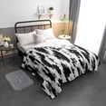 Black White Lines Quilted Comforters Cooling Blanket Queen Size, Modern ...