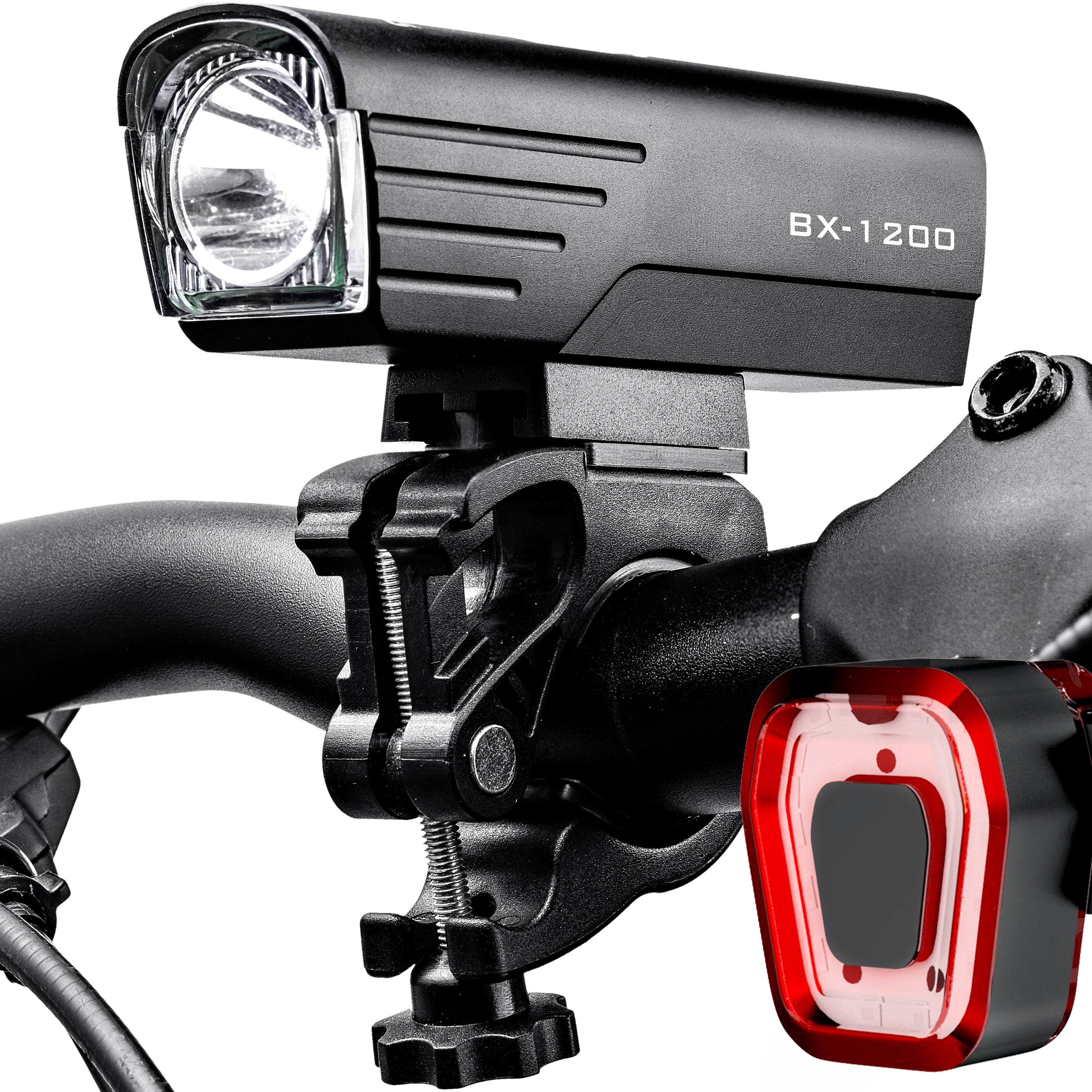 BX-1200 Front and Back Rechargeable Bike Lights USB Type-C True 1200 ...