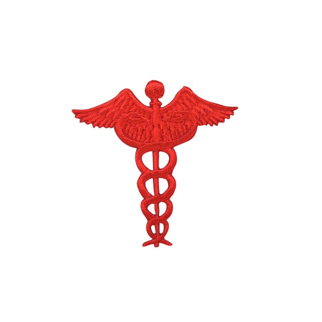 Red Caduceus - Medical Staff/Snakes - Symbol - Iron on Applique ...