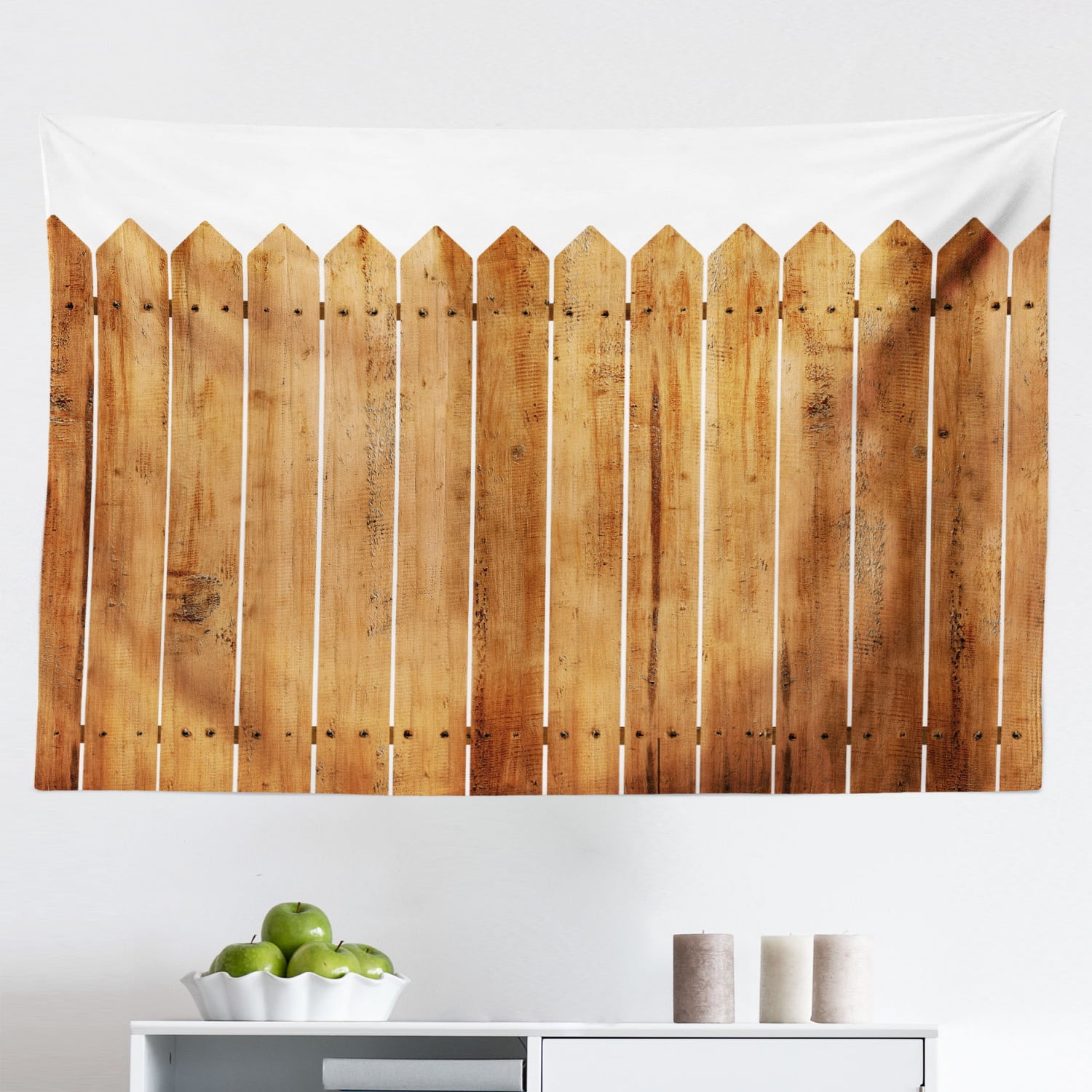 Farmland Tapestry, Idyllic Scene with Tree Trunk Plank and Snow ...
