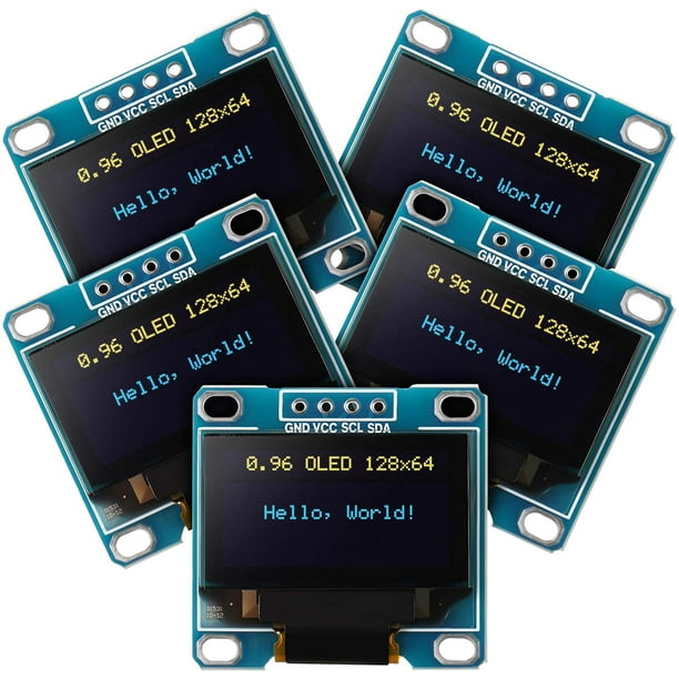 5 Piece 0.96 Inch OLED Module 12864 128x64 Yellow Blue SSD1306 Driver I2C IIC Serial Self ...