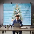 8x6ft Photo Backdrop, Blue Coastal Christmas Soft Polyester Backdrop ...