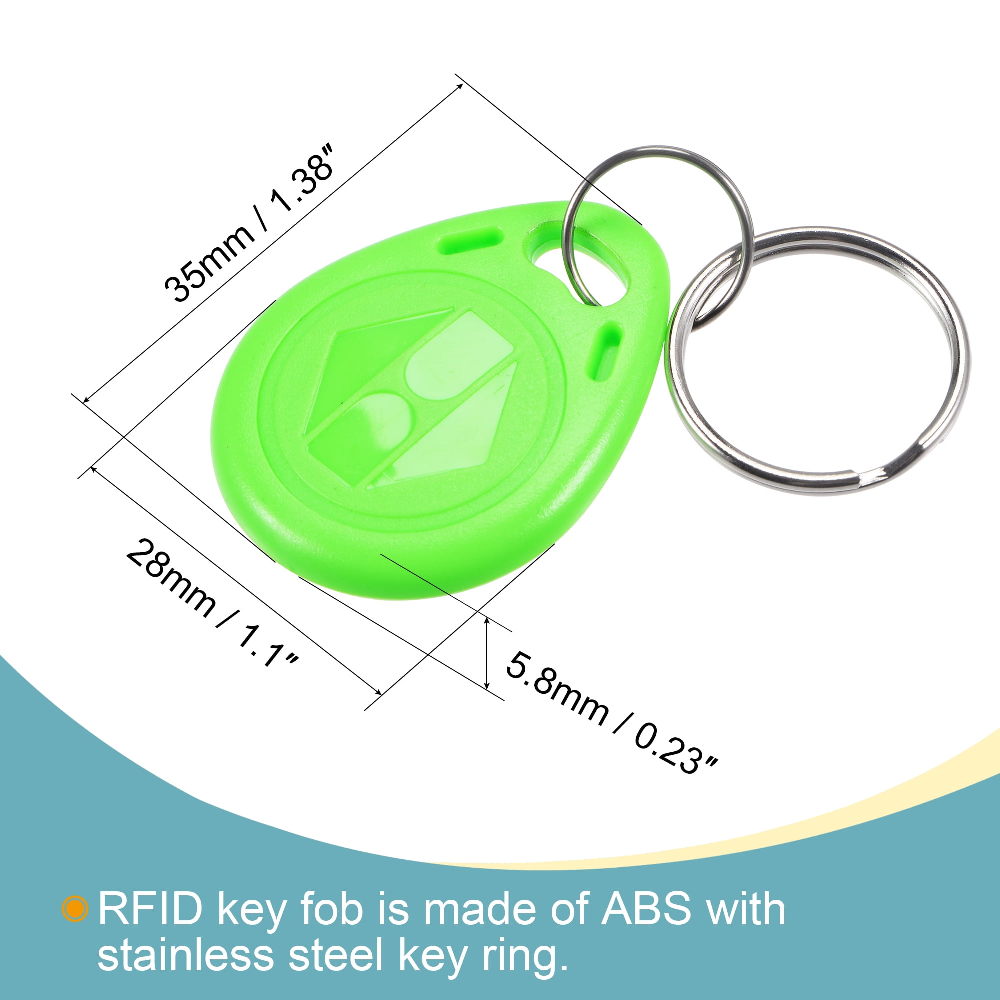 Green Pack of 10 sourcing map ID Card Key Fobs RFID Proximity 125KHz ...