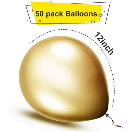 Gold Metallic Chrome Latex Balloons, 12 Inch 50Pcs Gold Party Balloon ...