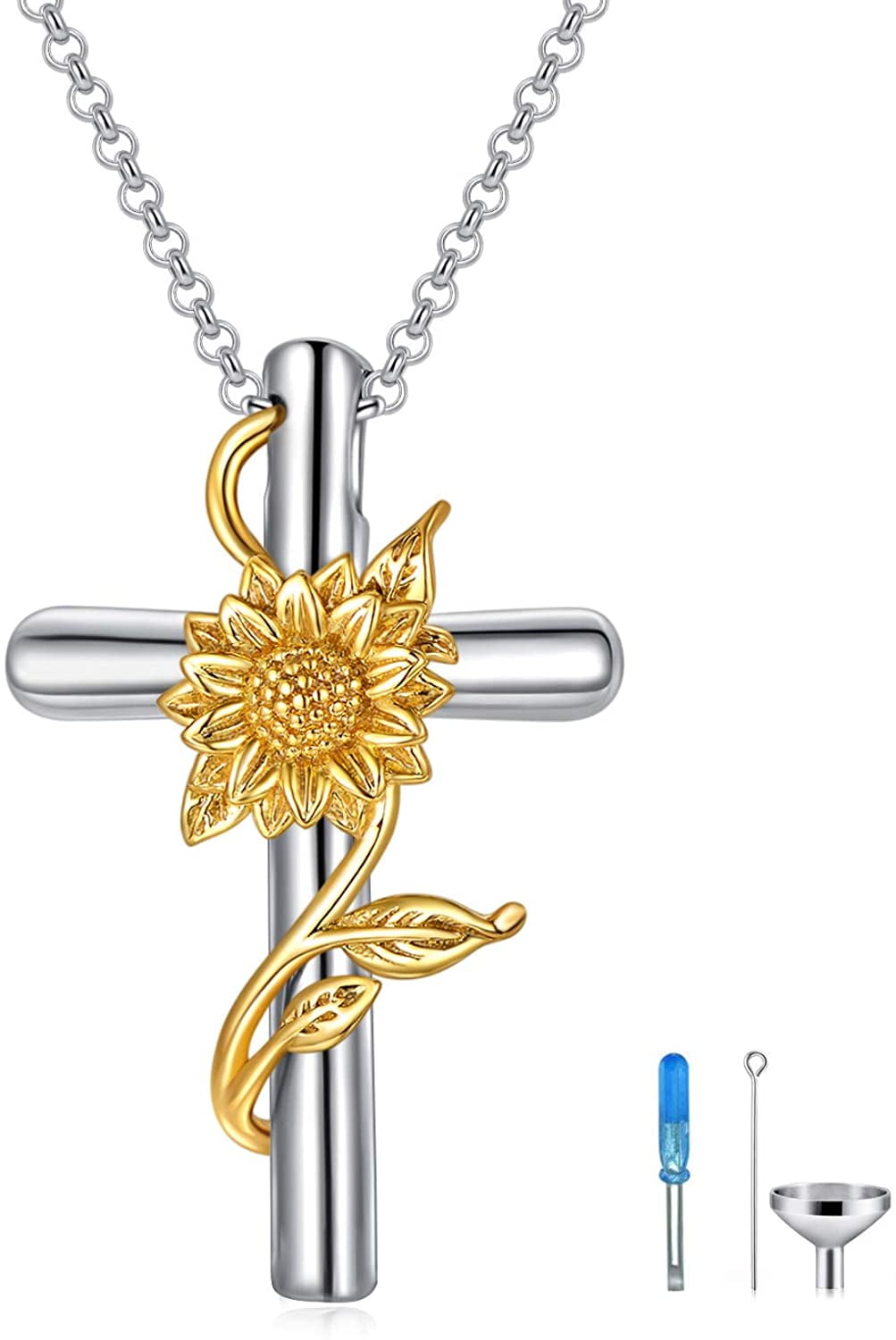 Sunflower And Rose On Cross