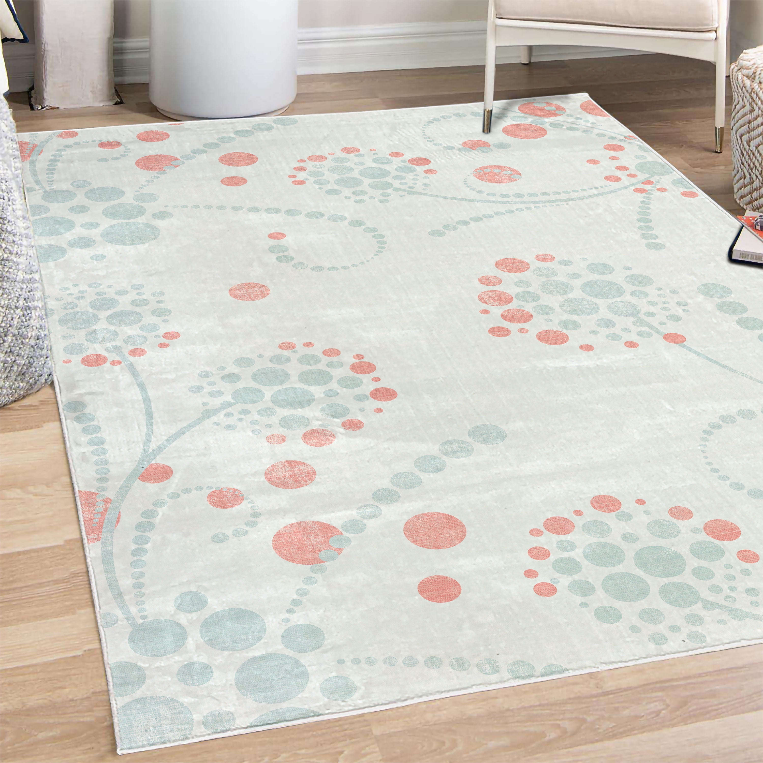 Abstract Decorative Rug, Spiral Form Circular Flowers Modern Style ...