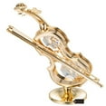 24K Gold Plated Crystal Studded Violin on a Stand Ornament by Matashi ...