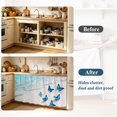 Cabinet Curtain 35''W x 35''L, Blue Butterfly Coastal Under Sink ...