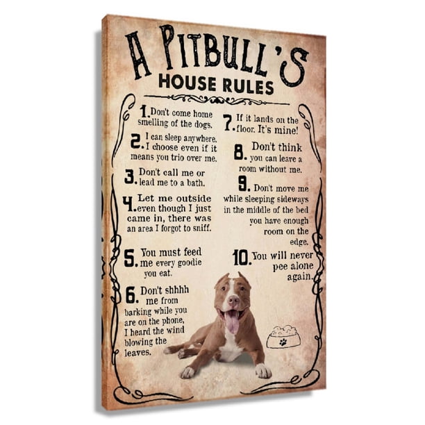 Pit Bull Dog Poster House Rules Vintage Posters For Wall Decorative ...