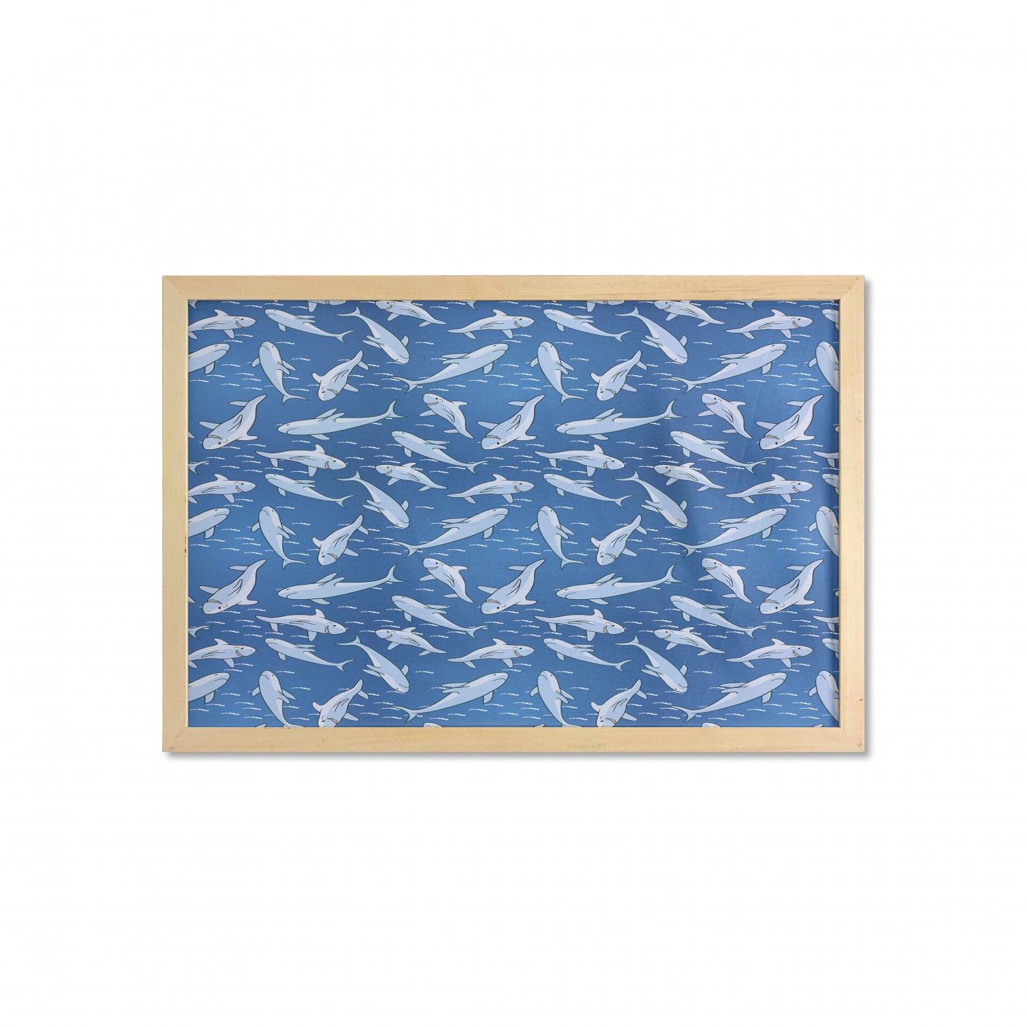 Shark Wall Art with Frame, Rhythmic Smiling Carnivore Motifs Aquatic ...