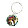 Fashionable Horse Pattern Keychain With Strong Hook Dome Glass Alloy ...
