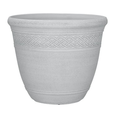 L&G Solutions 12 in. H X 16 in. D Polyresin Hamilton Planter Stone ...