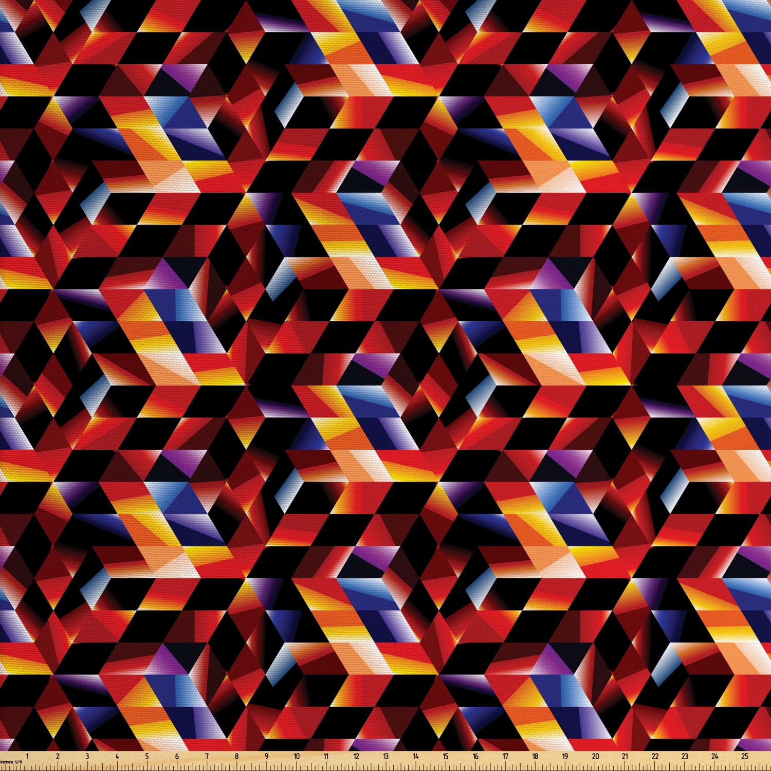 Geometric Fabric by the Yard, Futuristic Mosaic with Fractal Look ...