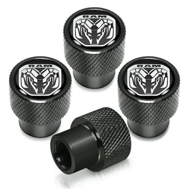 Ram Head White on Black Tire Rim Wheel Aluminum Valve Stem Caps ...