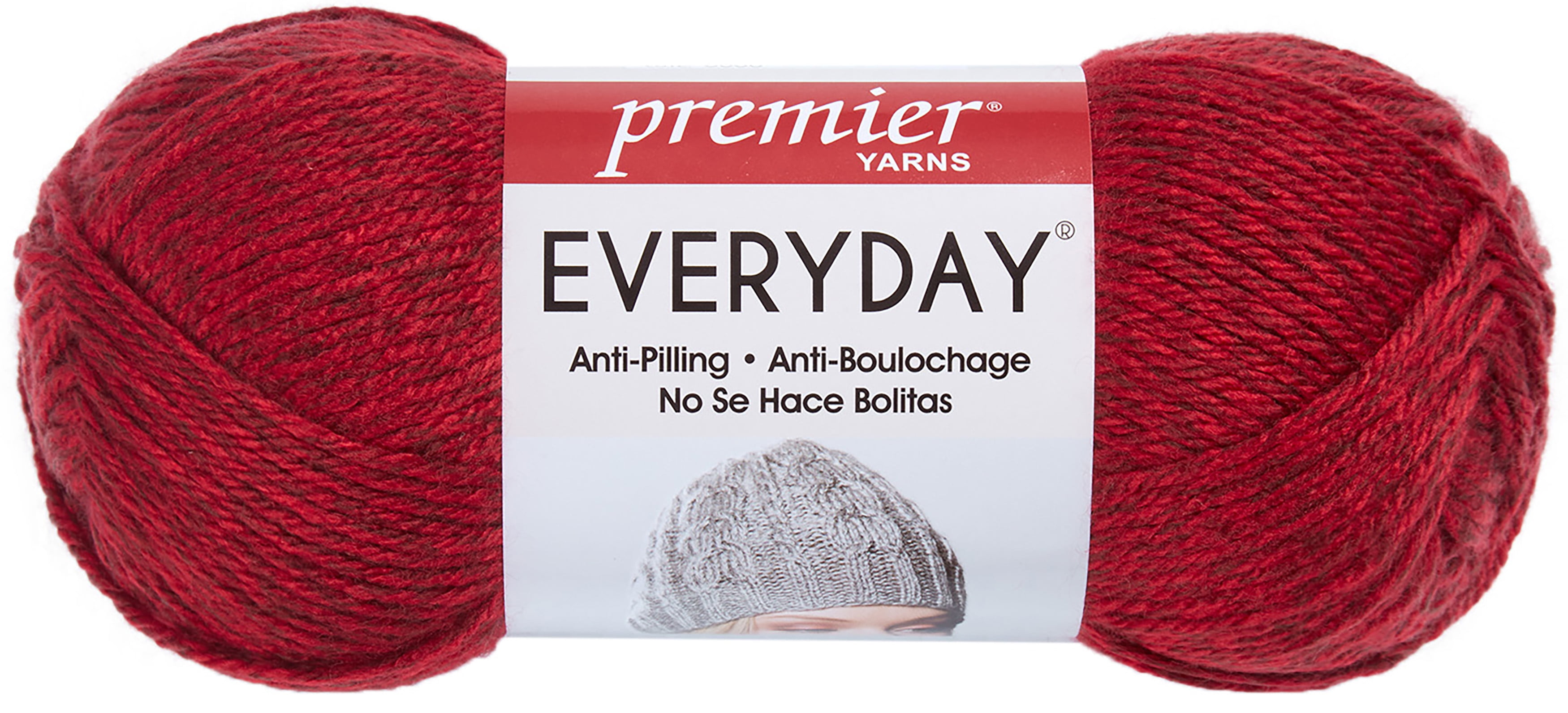 Premier Yarns Anti-Pilling Everyday Worsted Heathers Yarn-Red - Walmart.com