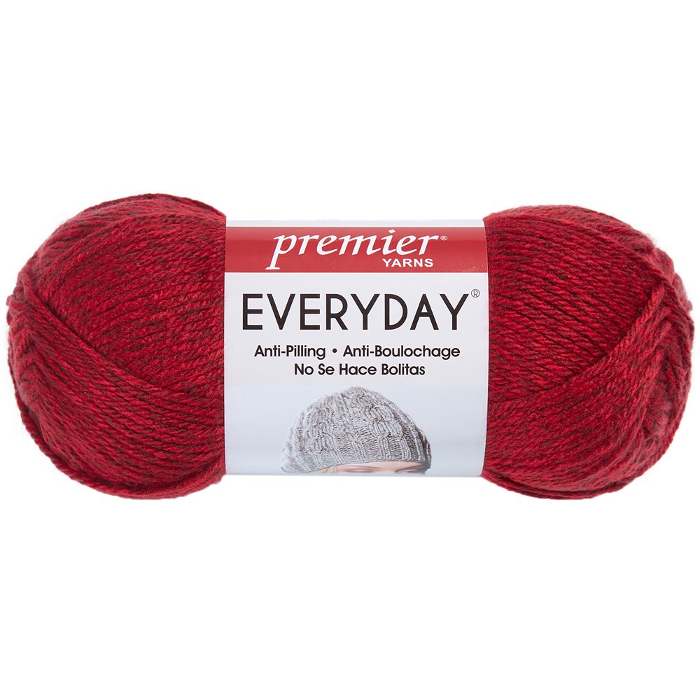 Premier Yarns Anti-Pilling Everyday Worsted Heathers Yarn-Red - Walmart ...