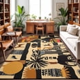 African Woman Area Rug, Giraffe Elephant Beige Silhouette Ethnic Style ...