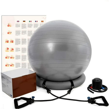 Yoga Ball Chair, Exercise Ball with Leak-Proof Design, Stability Ring&2 ...