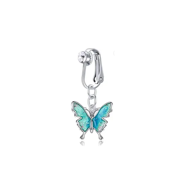 Faux Fake Belly Piercing Butterfly Leaves Dangling Long Fake Belly ...
