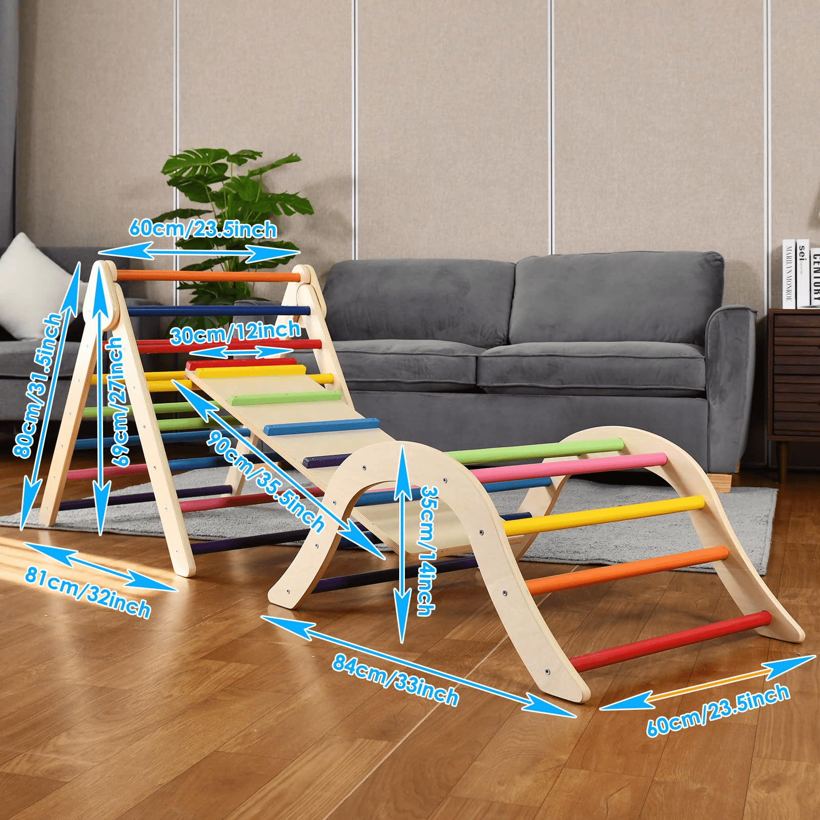 Buy 3 in 1 Foldable Triangle Ladder,pikler Triangle Climber with ramp ...