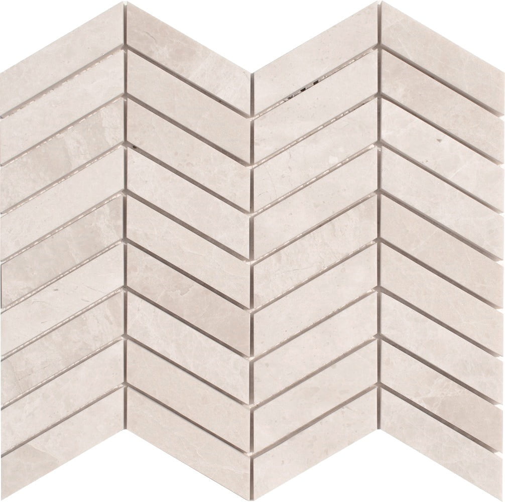 Chevron Crema Nouva Polished Marble Mosaic Tile - Walmart.com