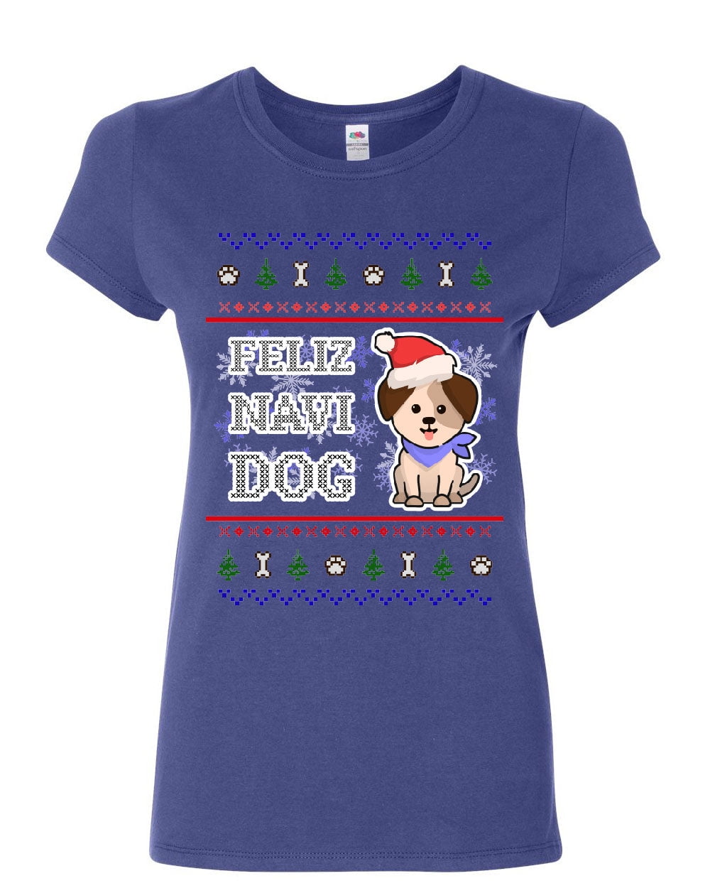 Tee Hunt Feliz Navi Dog Ugly Sweater Women's T-Shirt Christmas Xmas Pet ...